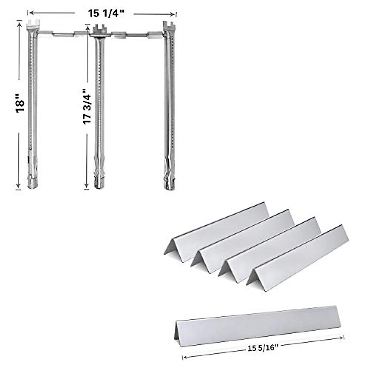 Htanch SG636 (5-Pack) 15 1/4" 16GA Flavorizer Bars SF9787 for Weber Spirit 300 Series,E310, E320, S310 and S320 (2013-2017) 5 Flavorizer Bars and One Tube Burner,for Weber 7636 Weber 69787
