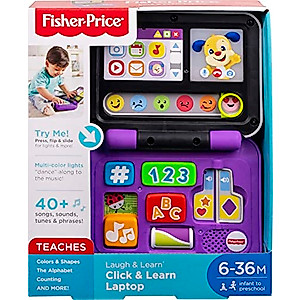 Fisher-Price Laugh & Learn Baby Toy Click & Learn Laptop Pretend Computer with Music and Lights for Ages 6+ Months (Amazon Exclusive)
