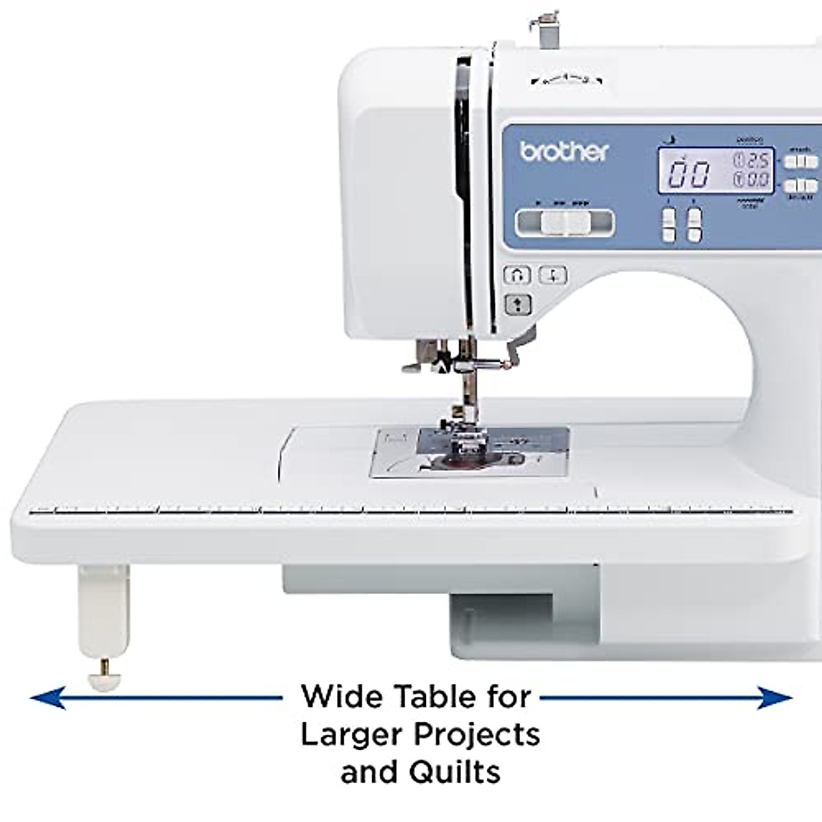 Brother Sewing and Quilting Machine, Computerized, 165 Built-in Stitches, LCD Display, Wide Table, 8 Included Presser Feet, white (Renewed)