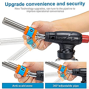 Yqlinnn 2 Pcs Butane Torch Kitchen Blow Lighter, Adjustable Nozzle Direction and Flame Size, Kitchen Torch Lighter Fits All Butane Tanks Ideal for Baking, Barbecue & Camping (Butane Gas Not Included)