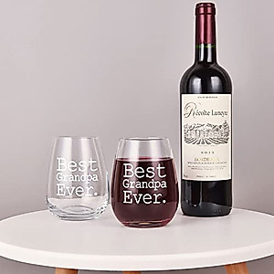 Best Grandpa Ever Stemless Wine Glass, Grandpa Wine Glass 15oz, Father's Day Gift, Birthday Gift, Christmas Gift for Men, Grandpa, Grandfather, New Grandpa