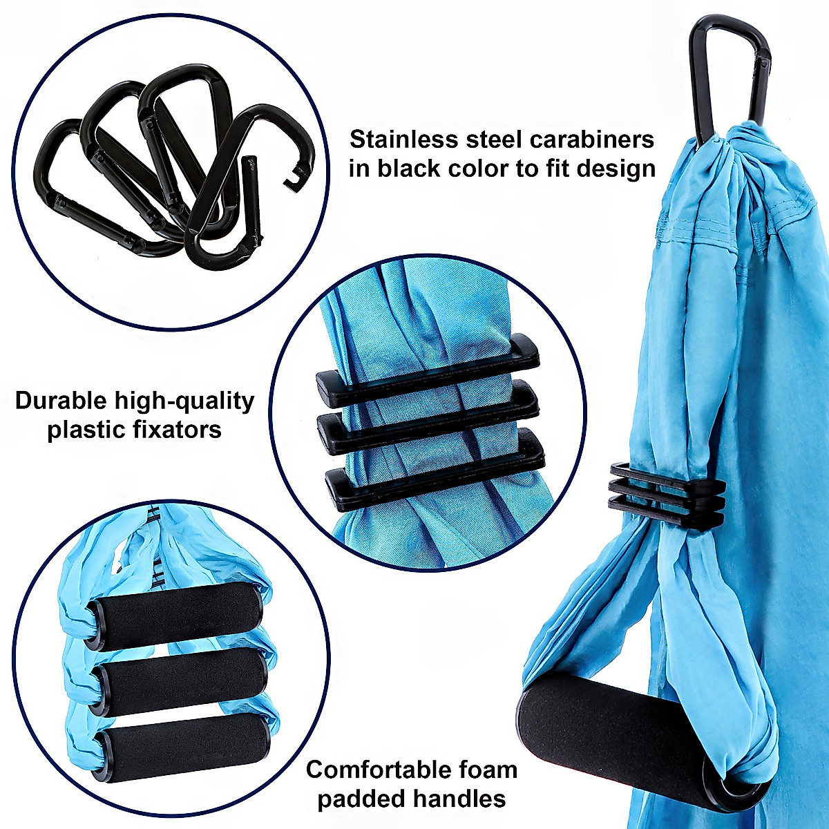 Aerial Yoga Swing Set - Yoga Hammock Aerial Swing - Aerial Sling Inversion Fly Kit - Flying Yoga Inversion Tool - Antigravity Ceiling Hanging Yoga Sling - Adult Kids Arial Door Yoga Swing (BLUE)