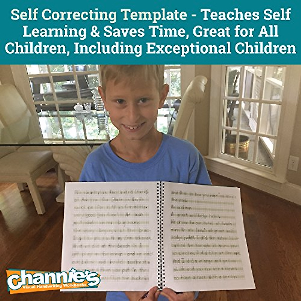 Channie’s Handwriting Improvement Spiral Notebook, Stylish Visual Writing & Printing Aid for Elementary School Students and Special Needs Kids & Teens, 120 Pages, Thick Paper, Size 10.5" x 9.5"