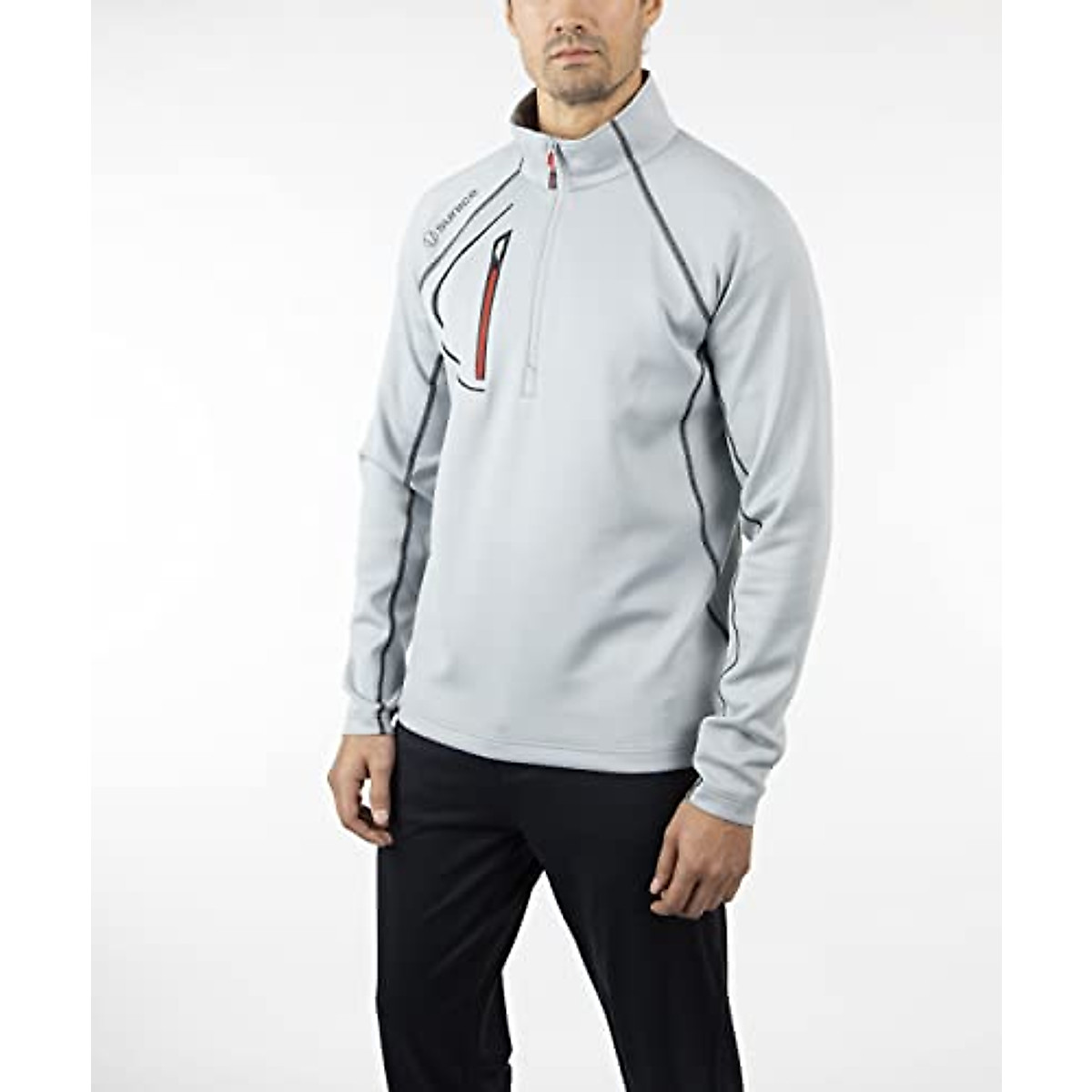 Sunice Allendale Men’s Half Zip Performance Pullover with Thermal Protection (Magnesium/Black, Small)
