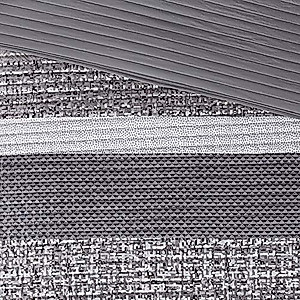 Madison Park Quilt Set Luxurious Jacquard Stripes Design - All Season, Coverlet Bedspread Lightweight Bedding Layer, Shams, Decorative Pillow, Full/Queen(90"x90"), Chevron Grey/Taupe 6 Piece