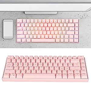 Heayzoki 82 Key Gaming Keyboard, RGB Backlight Mechanical Keyboard 2.4G/Bluetooth 3.0/5.0/Type-C Ergonomic Pink Gaming Keyboard for Office Home(Black Shaft)