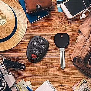 Keyless2Go Replacement for New Keyless Entry 5 Button Remote Start Car Key Fob for Select Vehicles with New Uncut Transponder Ignition Car Key Circle Plus B111
