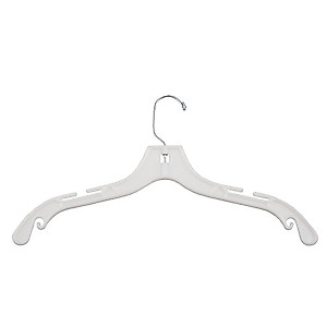 NAHANCO 1300WW Plastic Bridal Gown Hanger, Jumbo Weight, 17", White (Pack of 100)