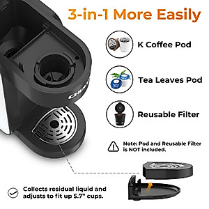 CHULUX 1000W Compact Single Serve Coffee Maker, Instant One Cup Coffee Pod Maker for K Cup & Ground Coffee, Stainless Steel Capsule Coffee Machine, 90s Fast Brewing