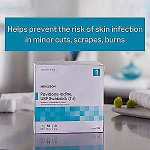 McKesson Povidone-Iodine Impregnated Swab Stick, Sterile - 4 in, 50 Sticks, 1 Pack