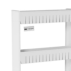 Mobile Shelving Unit Organizer with 4 Large Storage Baskets, Slim Slide Out Pantry Storage Rack for Narrow Spaces by Everyday Home