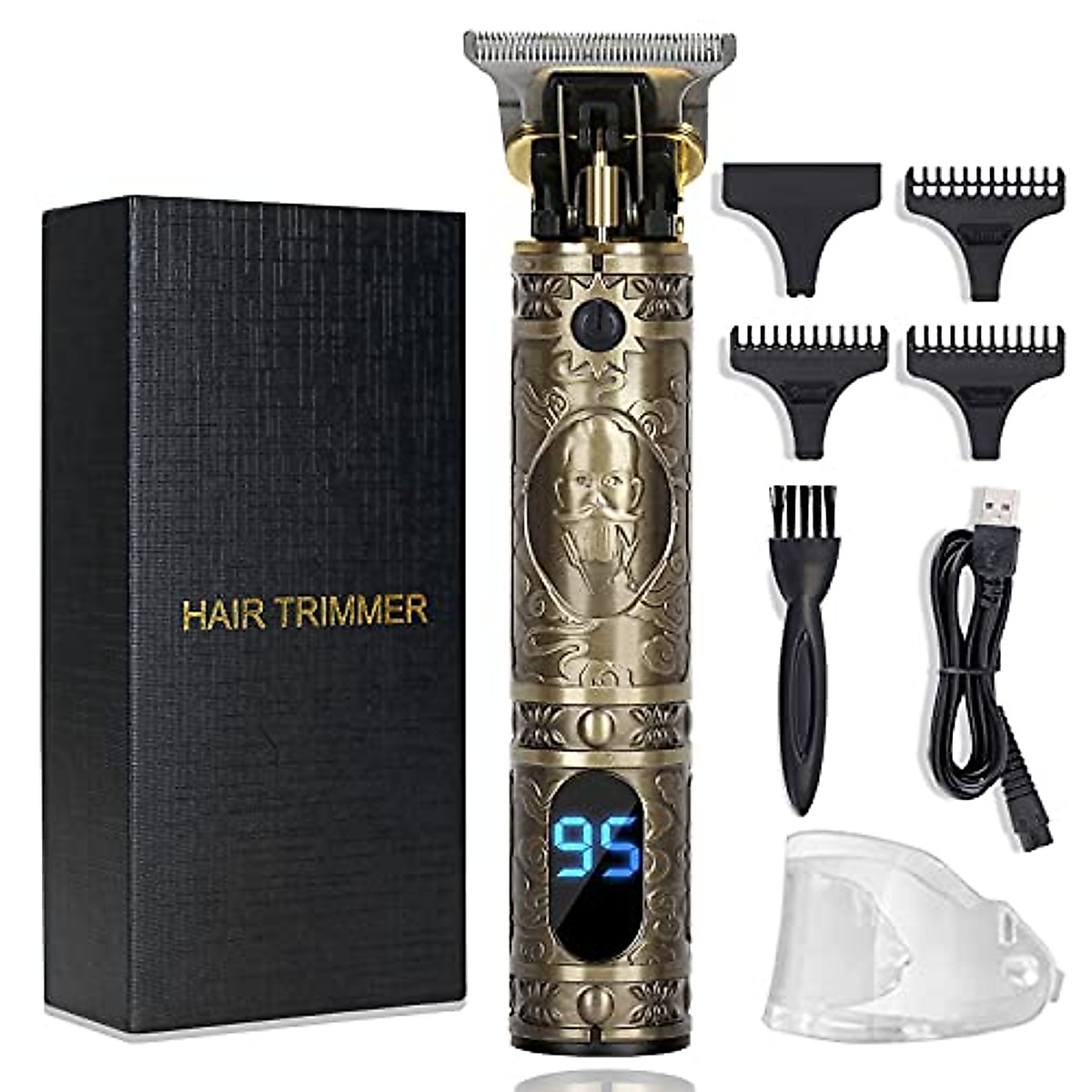 T Blade Trimmer for Men Hair Clippers Professional Grooming Trimmer Kit for Men Beard Hair Trimmers Zero Gapped Cordless USB Rechargeable LED Display (Gold-1)
