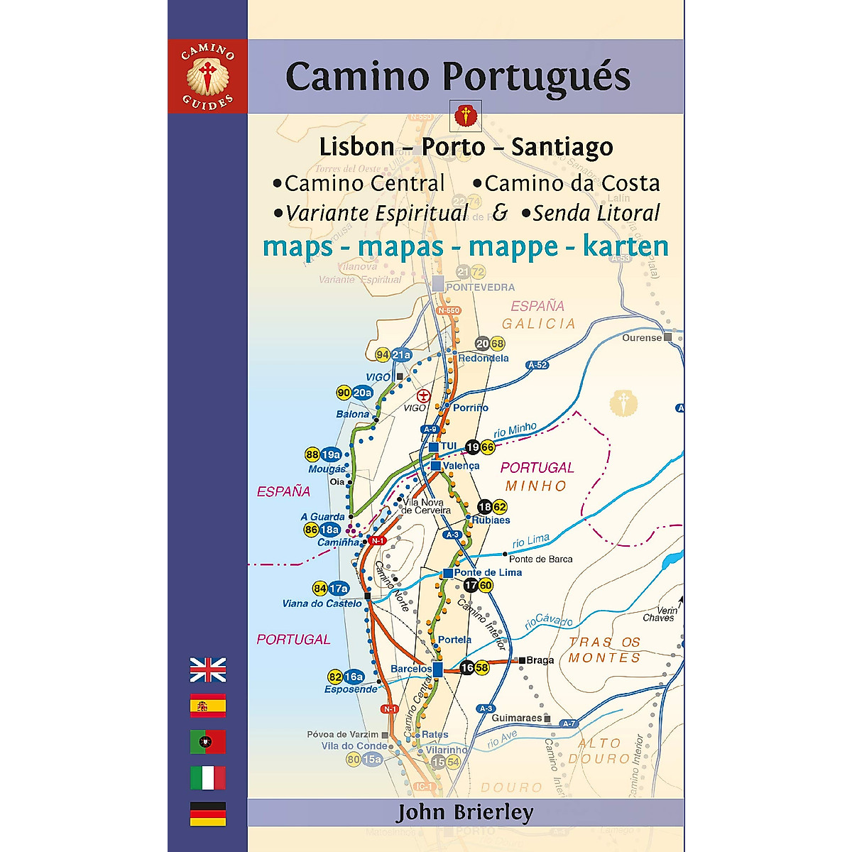 Camino Portugués Maps: Lisbon - Porto - Santiago / Camino Central, Camino de la Costa, Variente Espiritual & Senda Litoral (Camino Guides) (English and Portuguese Edition)