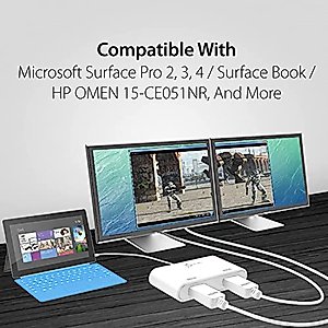 j5create Mini DisplayPort to Dual 4K HDMI MST Adapter, Compatible with Microsoft Surface Pro 2, Surface Book, HP OMEN 15-CE051NR and More (JDA156)