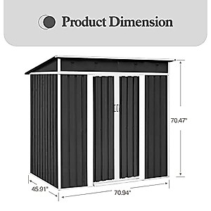 Omelaza 4' x 6' Outdoor Garden Storage Shed with Sliding Door, Perfect to Store Patio Furniture, Garden Tools, Bike Accessories, Beach Chairs,Weather Resistance, Dark Grey