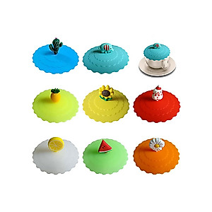 8pcs Silicone Cup Lids Mug Cover, Colorful Anti-Dust Mug Cover Cute Reusable Lids for Cups Mugs Beer Glasses Universal