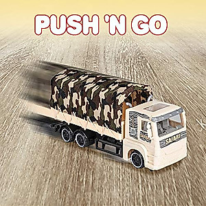 ArtCreativity Push and Go Transportation Safari Truck - Unique Animal Figurines Storage - Durable Plastic Truck with Fabric Cover - Best Birthday for Boys and Girls, Carnival Prize