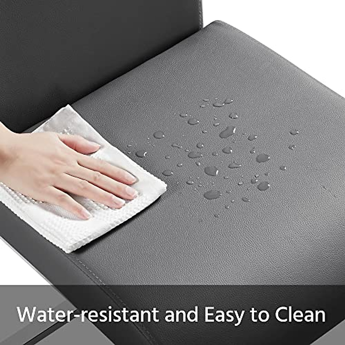 Yaheetech Dining Chairs Living Room Chairs Modern Chairs with High Back, Leather Surface and Metal Legs for Home Kitchen Wedding Louge, Set of 2, Gray