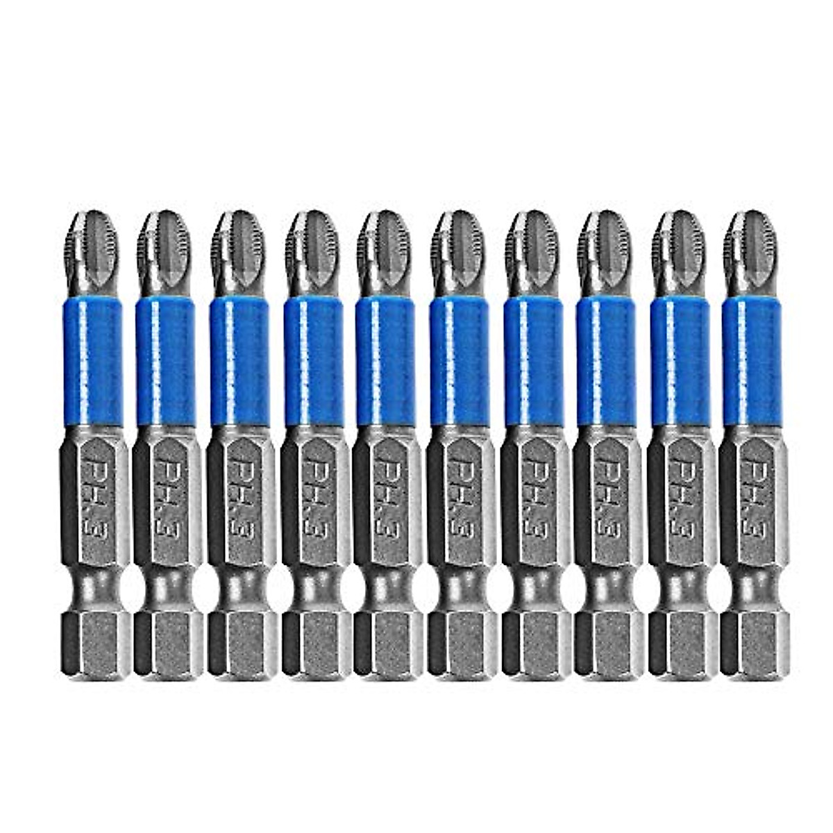 AUTOTOOLHOME 10pcs Hex Magnetic Anti Slip Impact Screwdriver Bit Set Phillips PH3 2" Power Tool