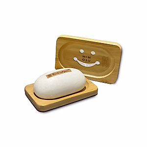 mimosu Rice Water Shampoo Bar and Bamboo Soap Dish Set 5.3oz- 2 in 1 Rice Water for Hair Growth Shampoo and Conditioner Bar, Bamboo Soap Dish with Drain Bar Soap Container, Eco Friendly Package