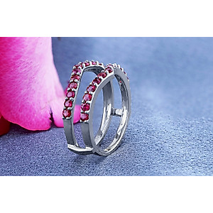 Dazzlingrock Collection Round Ruby Double Guard Wedding Band Enhancer Ring for Women in 14K White Gold, Size 8