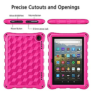 Fire HD 8 Tablet Case, Kids Case for Amazon Kindle Fire 8/8 Plus Tablet 10th/12th Generation 2020/2022 Release, Ubearkk Light Weight Shock Proof Anti Slip Protective Cases and Covers (Pink)