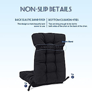 ROFIELTY Rocking Chair Cushion，Tufted Rocking Chair Cushions Indoor/Outdoor, All in One Non-Slip Adirondack Chair Cushion, Suitable for Rocking Chair Cushions in Nursery/High Back/Office (Black)