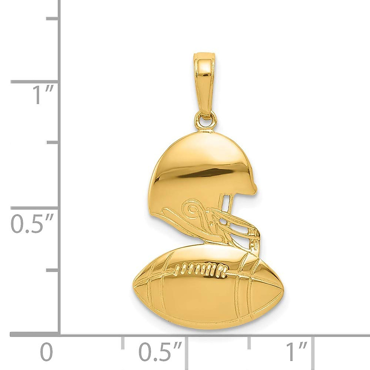 Solid 14k Yellow Gold Football Pendant Charm - 27mm x 15mm