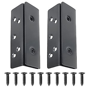 ITROLLE 2PCS Bed Frame Hardware Bed Post Double Hook Slot Hardware Attachment Bracket Bed Rail Hooks Plates Heavy Duty Bed Post Double Pin Hook Slot Bracket, Black