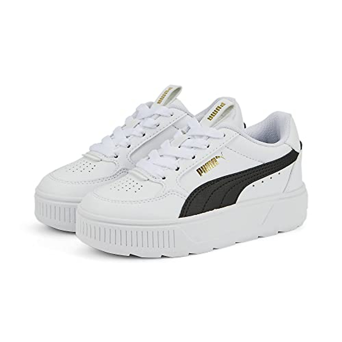 PUMA unisex child Karmen Rebelle Sneaker, White/Black, 2 Little Kid US
