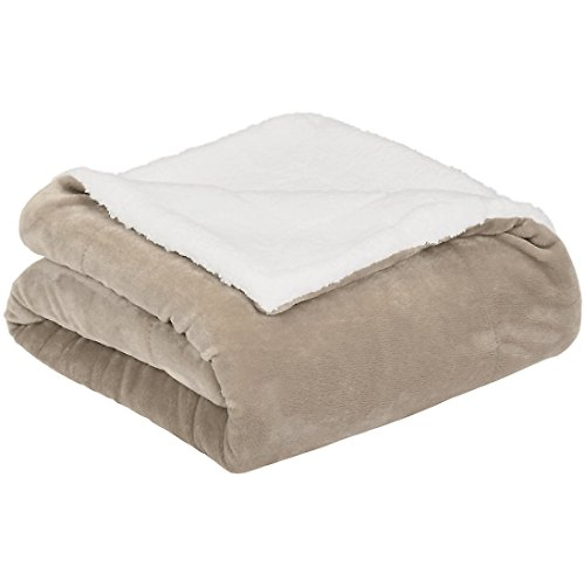 Amazon Basics Ultra-Soft Micromink Sherpa Blanket - Throw, Taupe