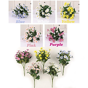 Pink Artificial Daisy Flowers Fake Gerbera Daisy Silk Bouquets 2 Bundles Pastoral Style for Home Garden Window Wedding Indoor Outside Porch Window Box Decoration Fake Flowers