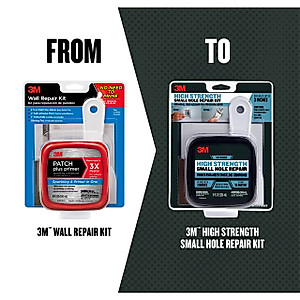 3M High Strength Small Hole Repair Kit, Inlcudes Spackling Compound, Putty Knife, Sanding Sponge, and Self-Adhesive Patch, For Hole Repairs Up To 3" in Diameter, Easy Wall Repair (SHR-KIT)