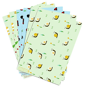 CENTRAL 23 Cute Wrapping Paper - 6 Sheets of Gift Wrap - Blue and Green Birthday Wrapping Sheet - Colorful Bugs - Flowers and Leaves - Kids - Boys and Girls - Comes With Fun Stickers - Recyclable
