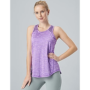 5 Pack Women's Workout Tops, Athletic Racerback Tank Tops for Women, Mesh Sleeveless Shirts Yoga for Gym Running (Set 3, Large)