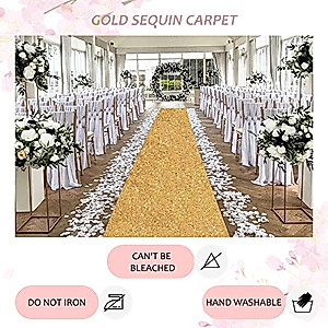 Wedding Aisle Runners 2ft x 15 ft Gold Sequin Aisle Runner Glitter Carpet Runner for Indoor Outdoor Party Ceremony Hallway Decor