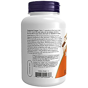 NOW FOODS Betaine Hcl, 120 Count