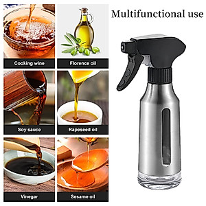Micyples Oil Sprayer for Cooking,Stainless Steel Olive Oil Mister for Air Fryer Black Nozzel Dispenser Bottles Fat Reduction Glass Oil Control Spray Pot 6.35oz(180ml) Capacity