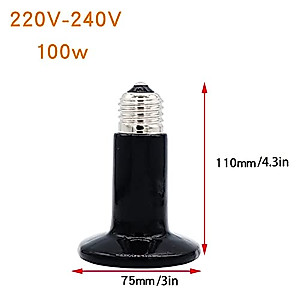 Reptile Heating Lamp 3 Pack Reptile Pet Turtle Lizard Gecko Snake Winter Heat Preservation and Warmth Ceramic Heating Element is Harmless (Color : 100w 220v)