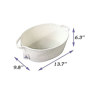 ICEBLUE 13.8''X9.8''X6.3'' Handle Design Cotton Rope Storage Organizer Nursery Baby Toys Storage (Medium)