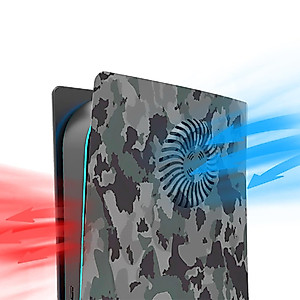 calaxike PS5 Cover Plate with Anti-Scratch, Anti-Fingerprint and Airflow Vents - Grey Camouflage Design