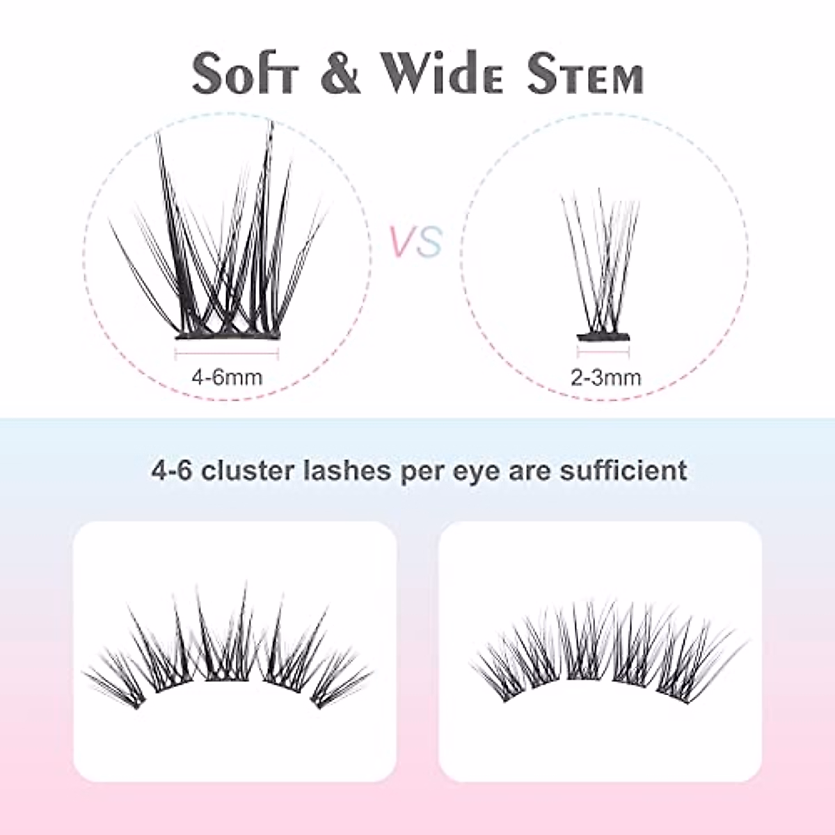 DF Cluster Lashes 144 Pcs D Curl Individual Lash Clusters 10-16mm Mixed DIY Extensions Soft Volume Self-application at Home - Rose 2