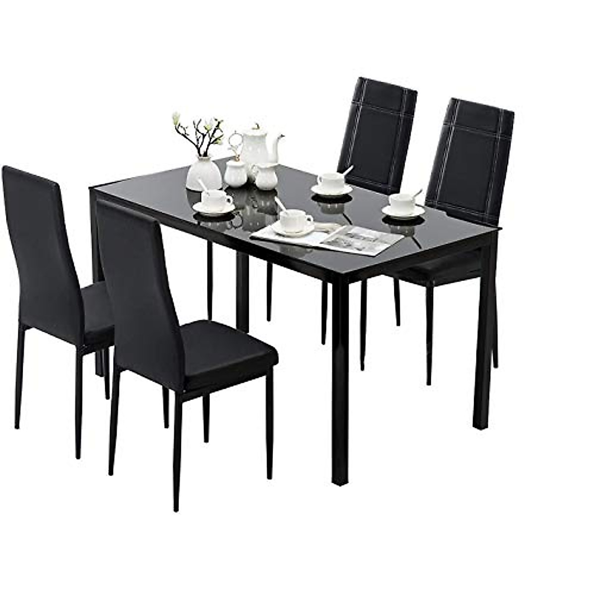 PBPKING PU Dining Chairs Set of 2 Black Chairs for Kitchen Room Black Leather Dining Chairs