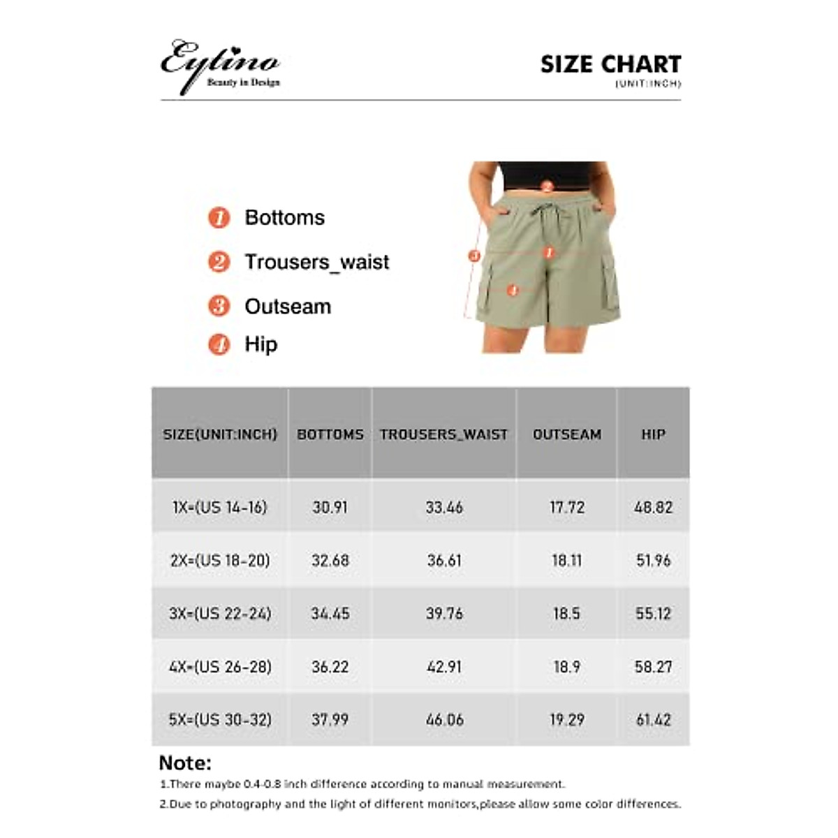 Eytino Womens Plus Size Summer Cargo Shorts Stretch Walking Shorts Lightweight Running Golf Shorts with 4 Pockets,2X Green