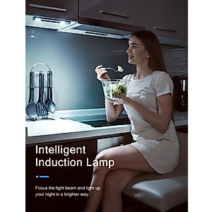 YIGER Under Cabinet Lights, Wireless Motion Sensor Light Indoor,10in LED White Lighting Rechargeable Battery Operated,4 Modes Night Light, Stick-On Magnetic Closet Lights for Kitchen, Hallway(2 Pack)