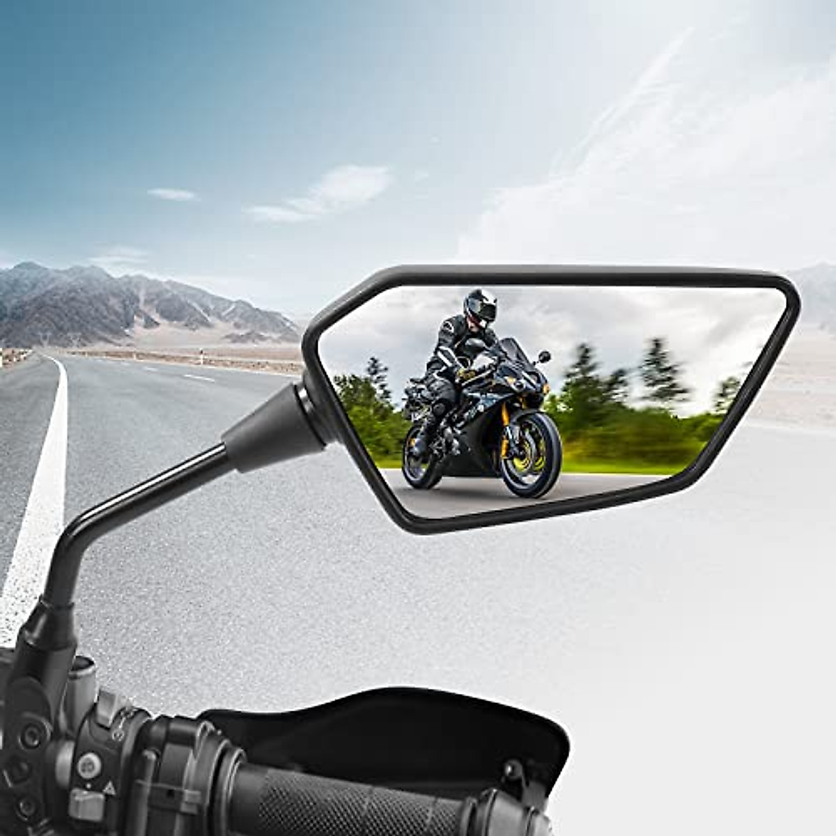 Esploratori ATV Mirror, Side Rearview Mirrors for Bike Motorcycle ATV Scooter Cruiser with 8mm 10mm Bolt, 7/8" Handle Bar Mount Clamp Compatible with Suzuki Yamaha Honda Kawasaki Victory and More