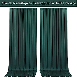 10ftx10ft Hunter Green Backdrop Curtains for Parties Weddings Baby Shower Dark Green Curtain Backdrop Birthday Event Party Photo Booth Backdrop Wrinkle Free Fabric Background 5ftx10ft, 2 Panels