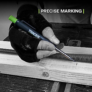 TRACER Deep Hole Construction Pencil with TRACER Site Holster. Extendable 2B Carpenter Pencil with Inbuilt Carpenter Pencil Sharpener