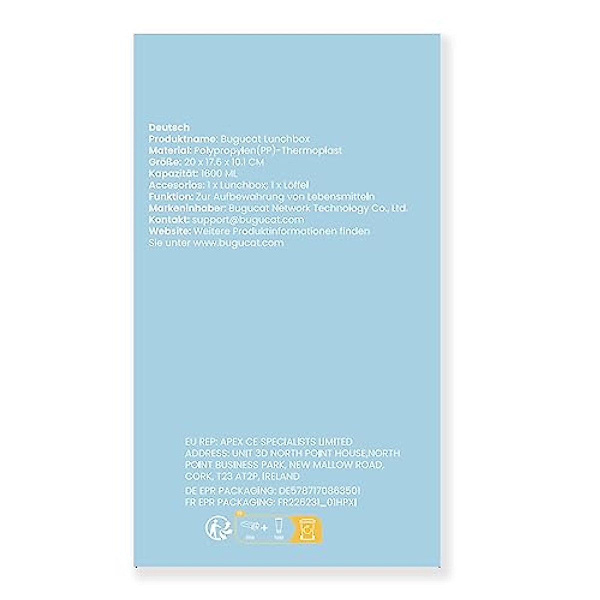 Bugucat Bento Box 54 Oz, Lunch Box with 3 Compartments and Cutlery, Reusable Lunch Containers with Ice Pack, Adults Food Storage Containers for Work Picnic, Dishwasher-safe, BPA-Free