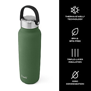 S'well Recycled Stainless Steel Explorer with Insulated Lid and Handle, 40oz, Green Jasper, Triple Layered Vacuum Insulated Containers Keeps Drinks Cold for 54 Hours and Hot for 12